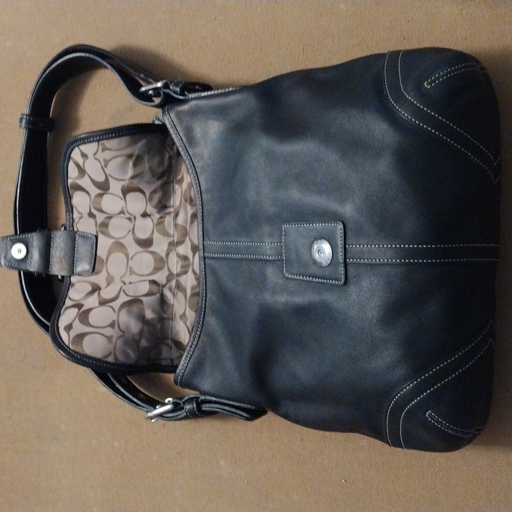 Coach Soho, Black Leather Shoulder Bag - Gem